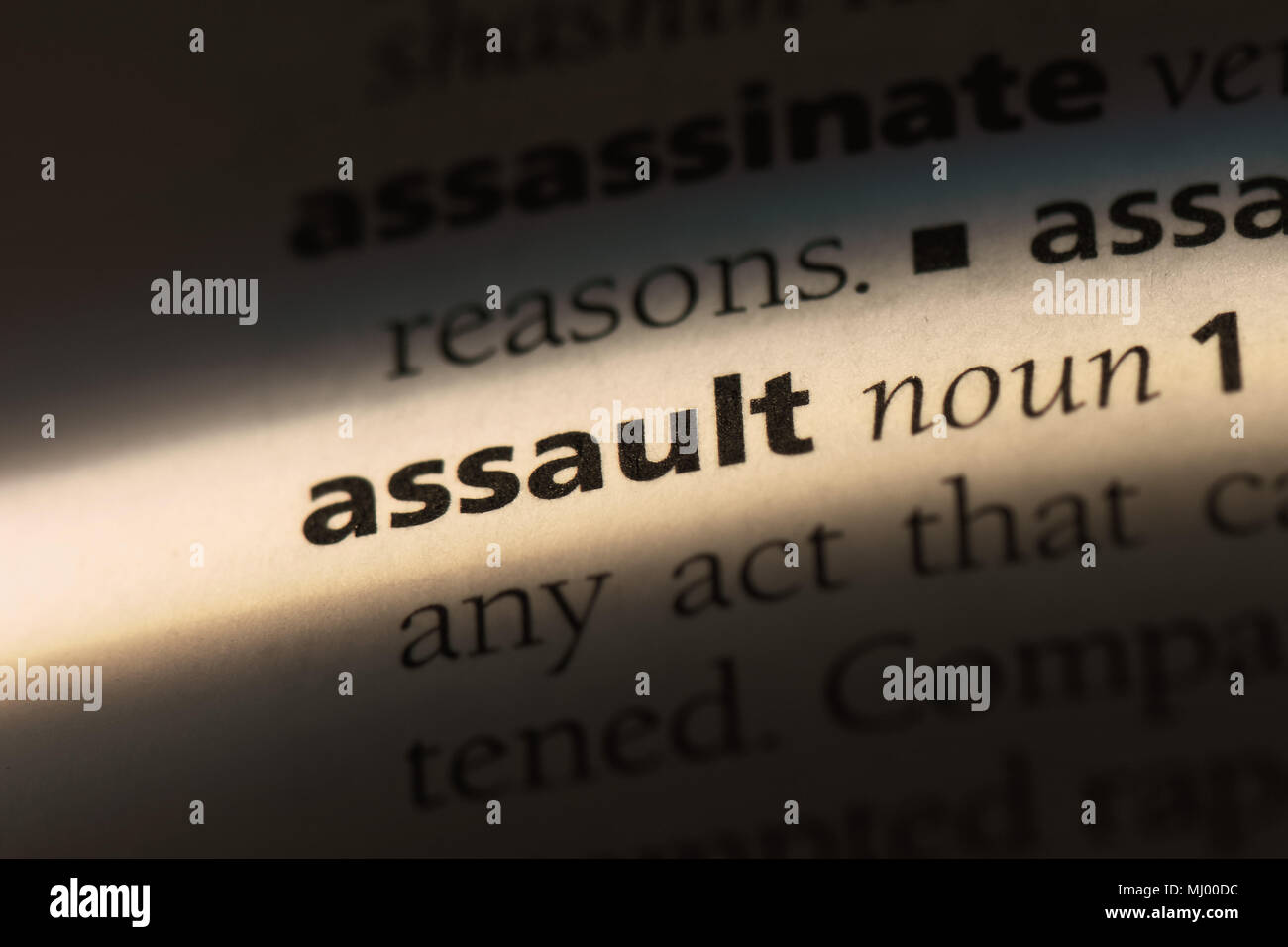 assault word in a dictionary. assault concept Stock Photo - Alamy
