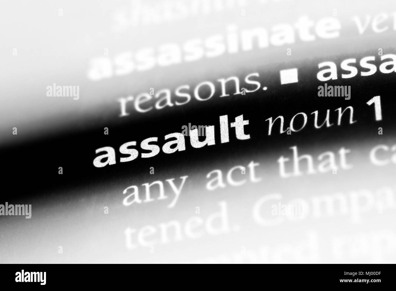 assault word in a dictionary. assault concept Stock Photo - Alamy