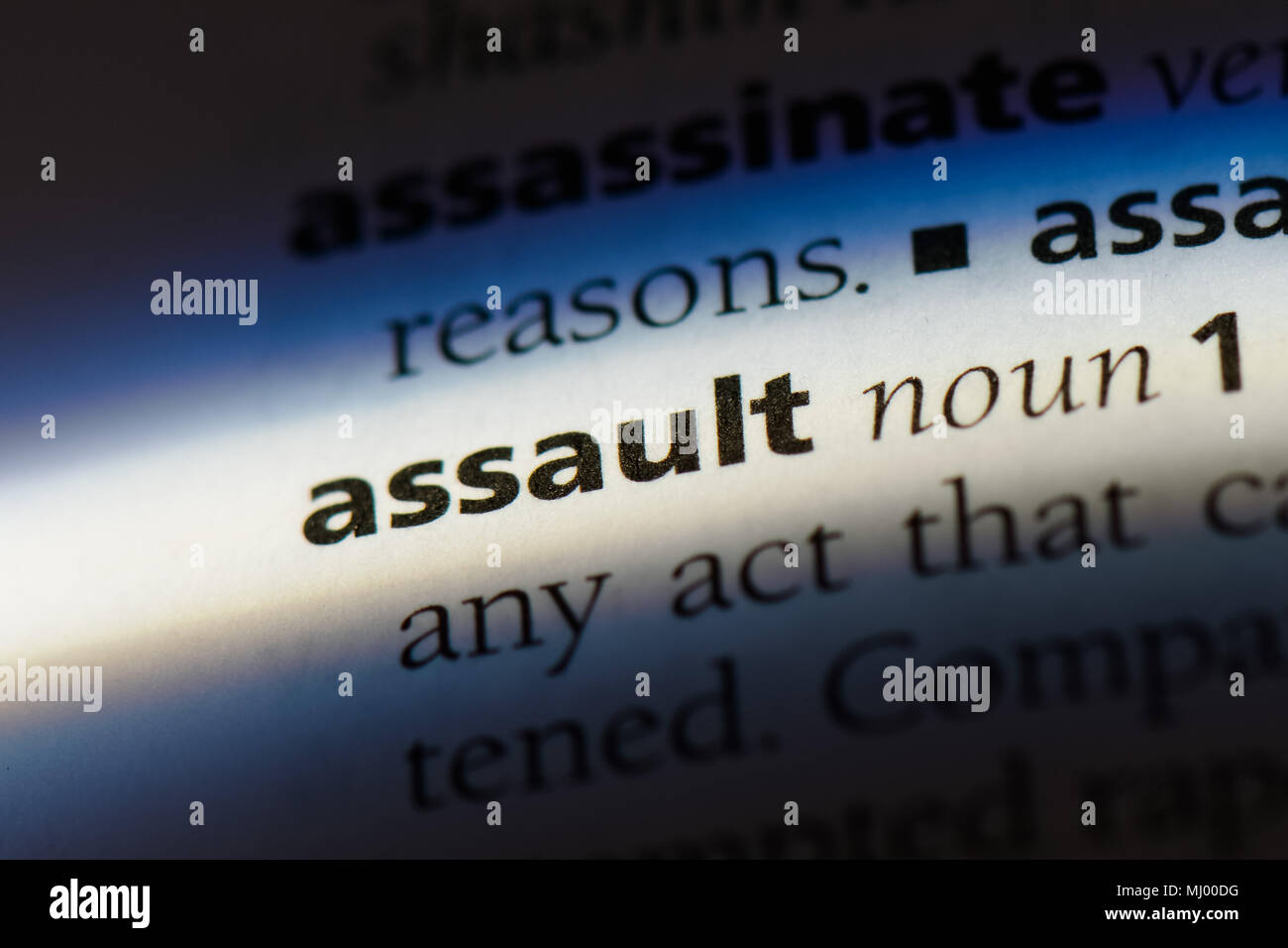 assault word in a dictionary. assault concept Stock Photo - Alamy