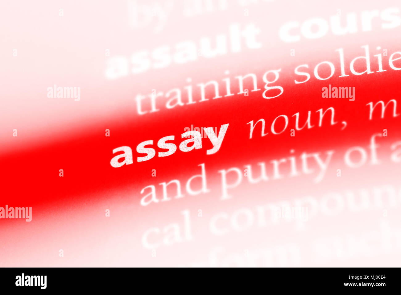 assay word in a dictionary. assay concept Stock Photo - Alamy