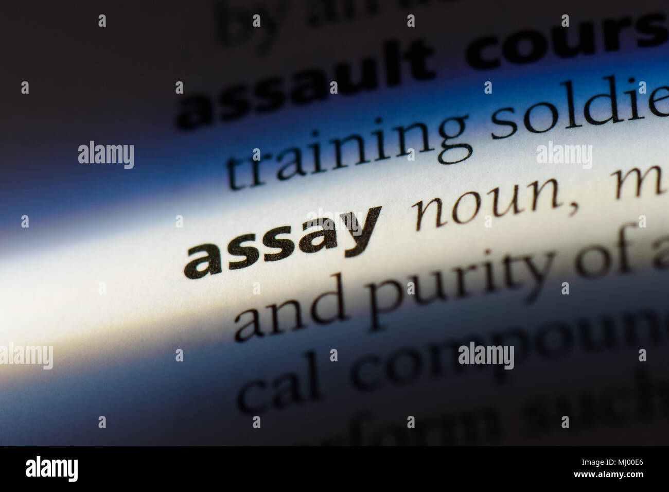 assay word in a dictionary. assay concept Stock Photo - Alamy