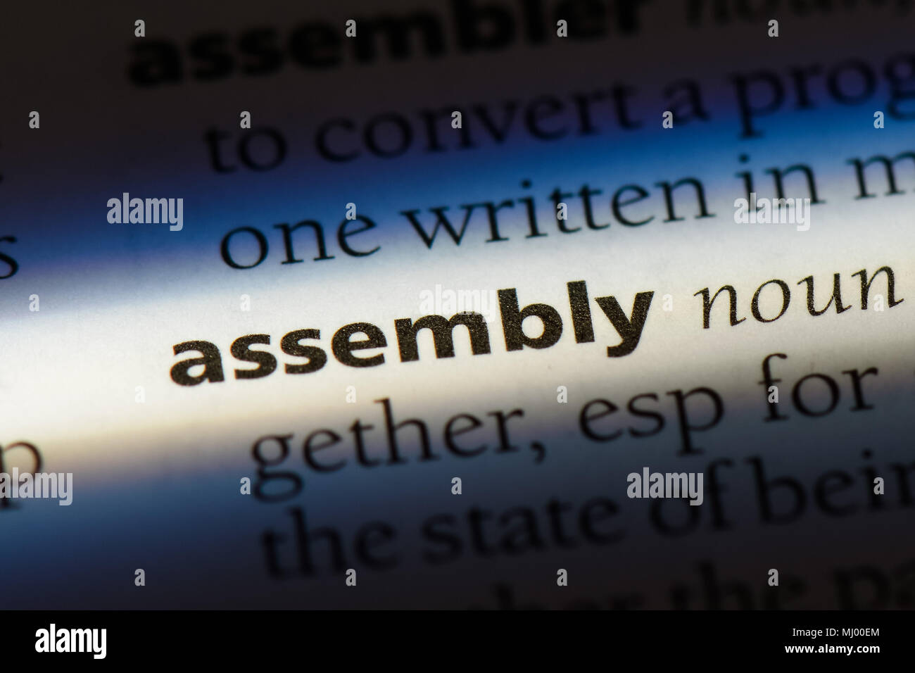 assembly word in a dictionary. assembly concept Stock Photo - Alamy