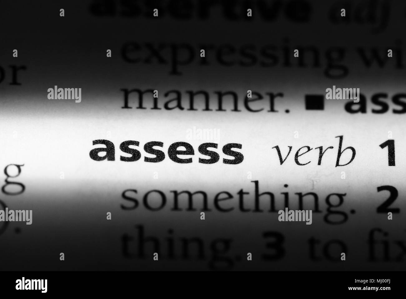 assess word in a dictionary. assess concept Stock Photo - Alamy