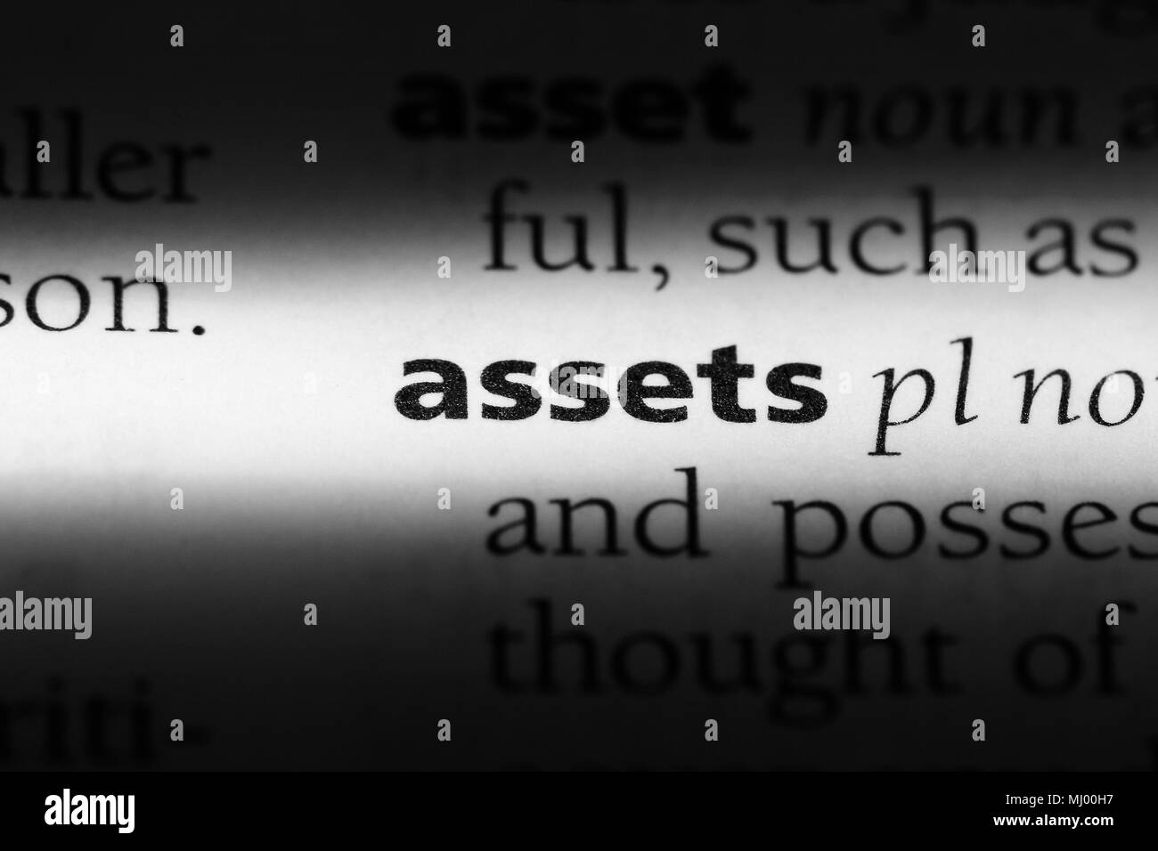 assets word in a dictionary. assets concept Stock Photo - Alamy
