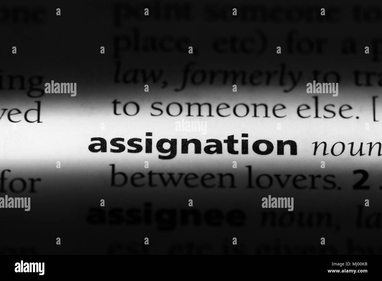 assignation word in a dictionary. assignation concept Stock Photo - Alamy