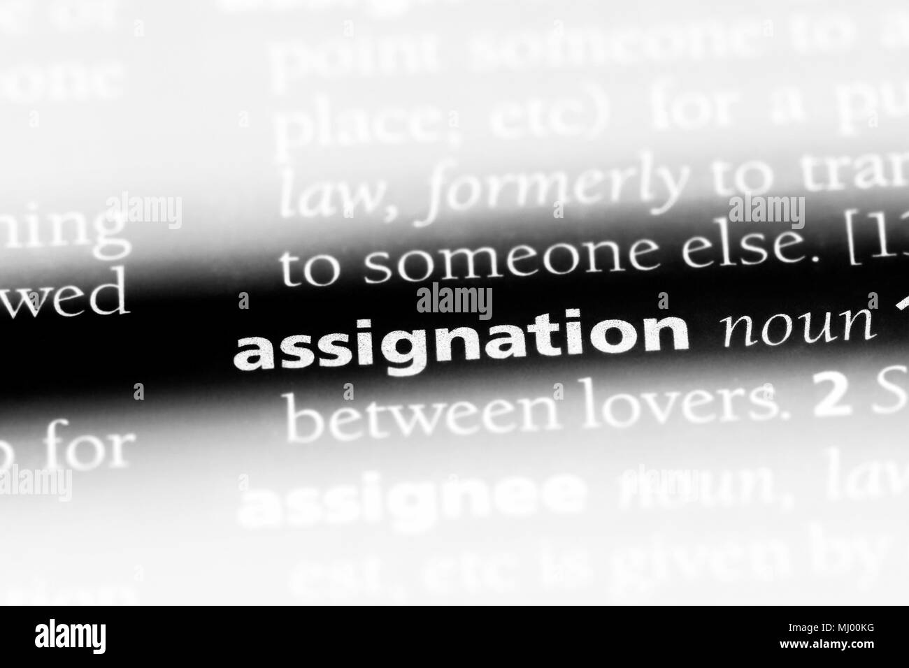 assignation word in a dictionary. assignation concept Stock Photo - Alamy
