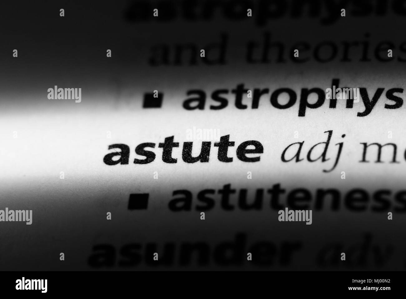 astute word in a dictionary. astute concept Stock Photo - Alamy