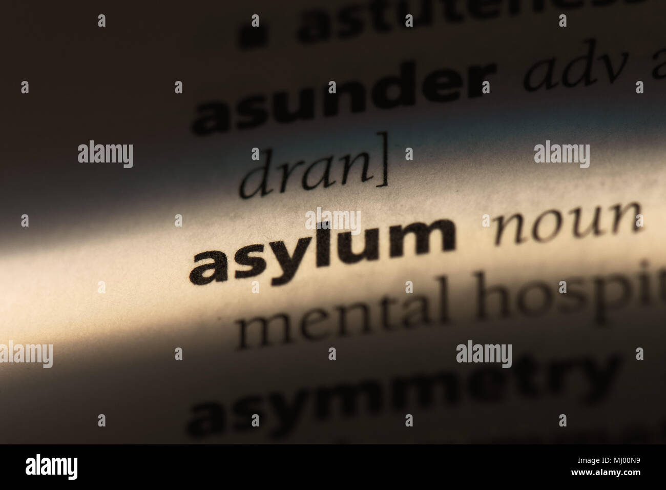 asylum word in a dictionary. asylum concept Stock Photo - Alamy