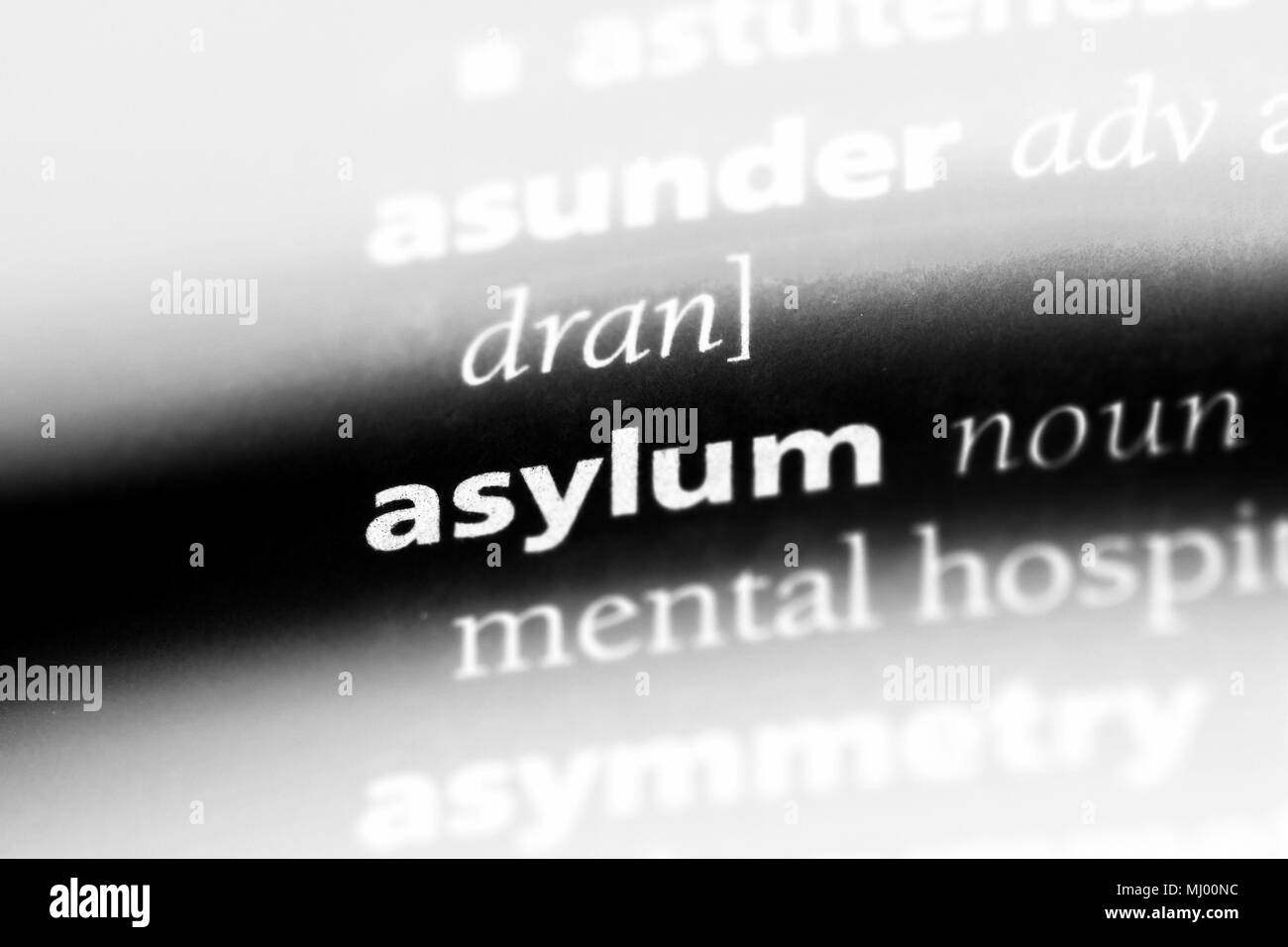 asylum word in a dictionary. asylum concept Stock Photo - Alamy