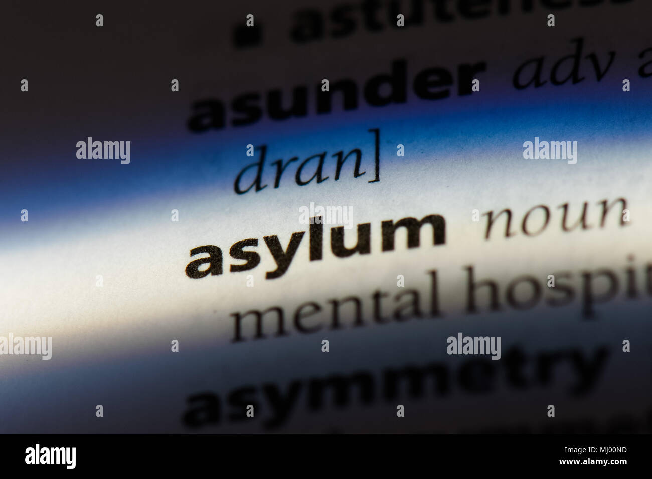 asylum word in a dictionary. asylum concept Stock Photo - Alamy