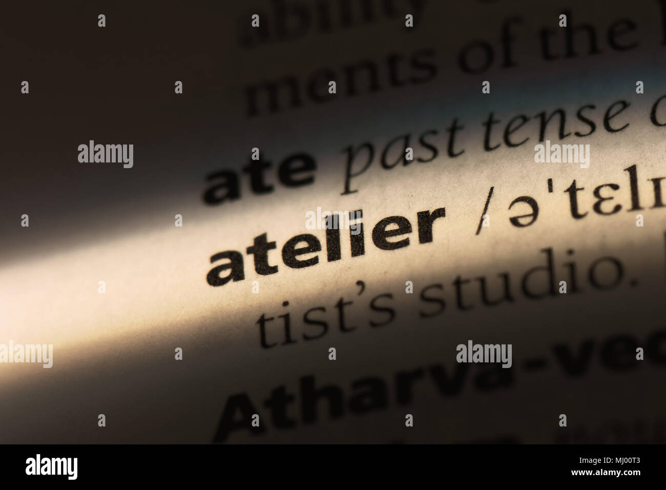 atelier word in a dictionary. atelier concept Stock Photo - Alamy