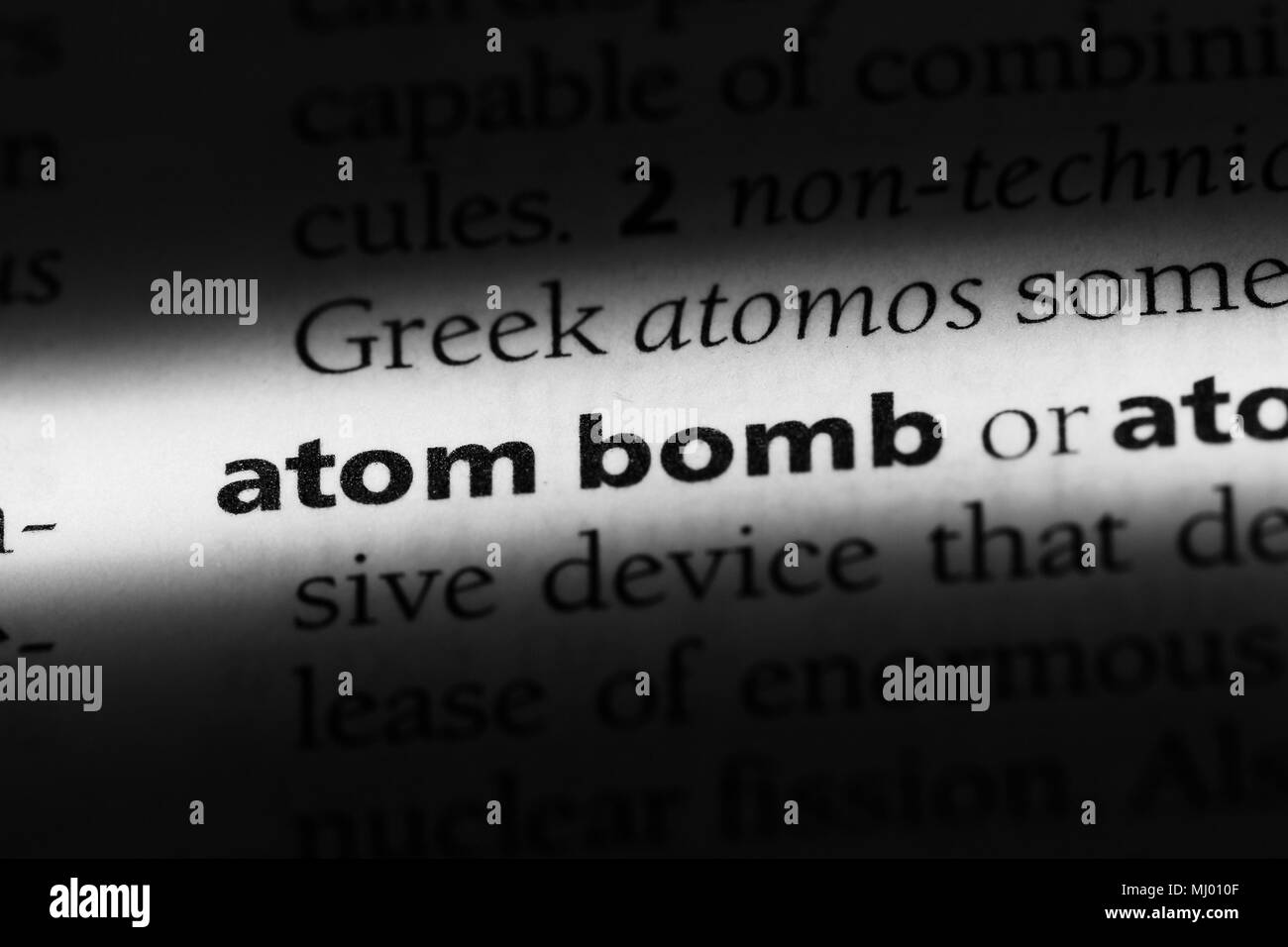 atom bomb word in a dictionary. atom bomb concept Stock Photo - Alamy