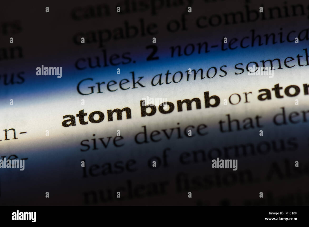 atom bomb word in a dictionary. atom bomb concept Stock Photo - Alamy