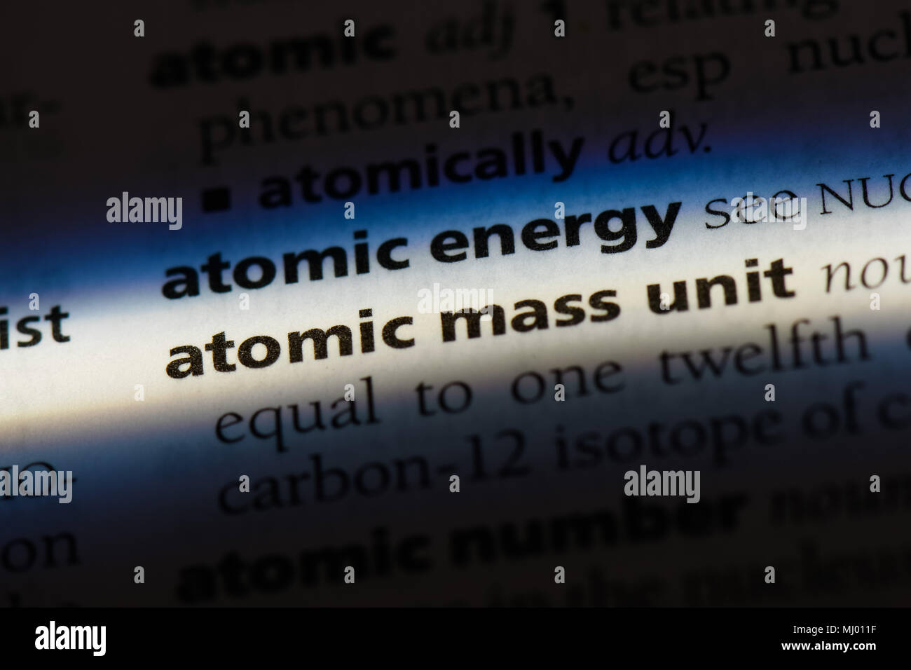 atomic mass unit word in a dictionary. atomic mass unit concept Stock ...