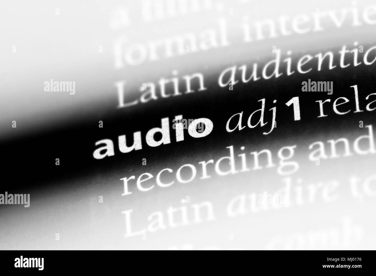 audio word in a dictionary. audio concept Stock Photo - Alamy