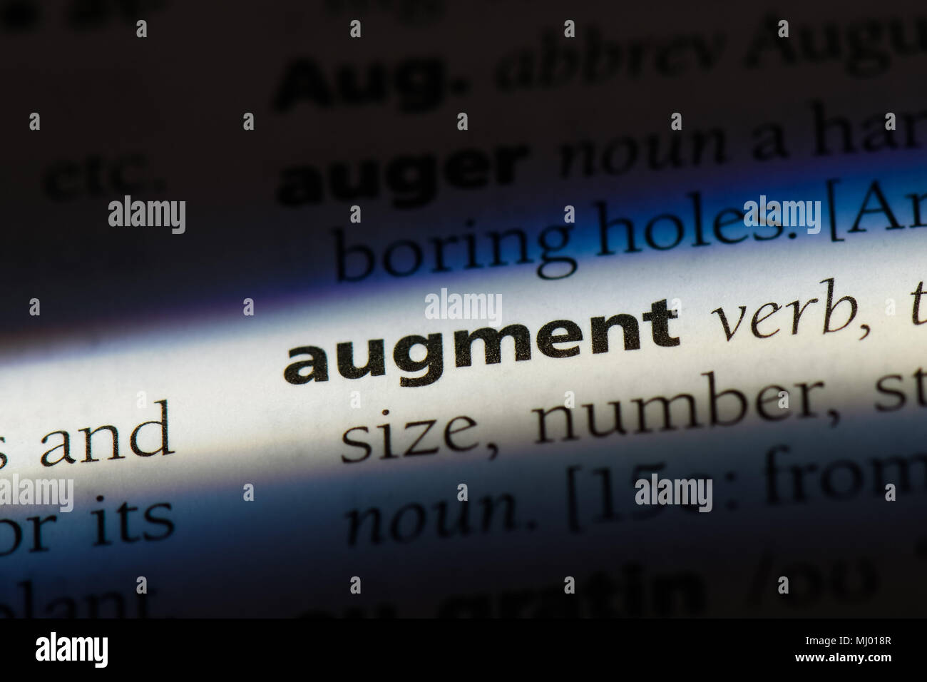 augment word in a dictionary. augment concept Stock Photo - Alamy