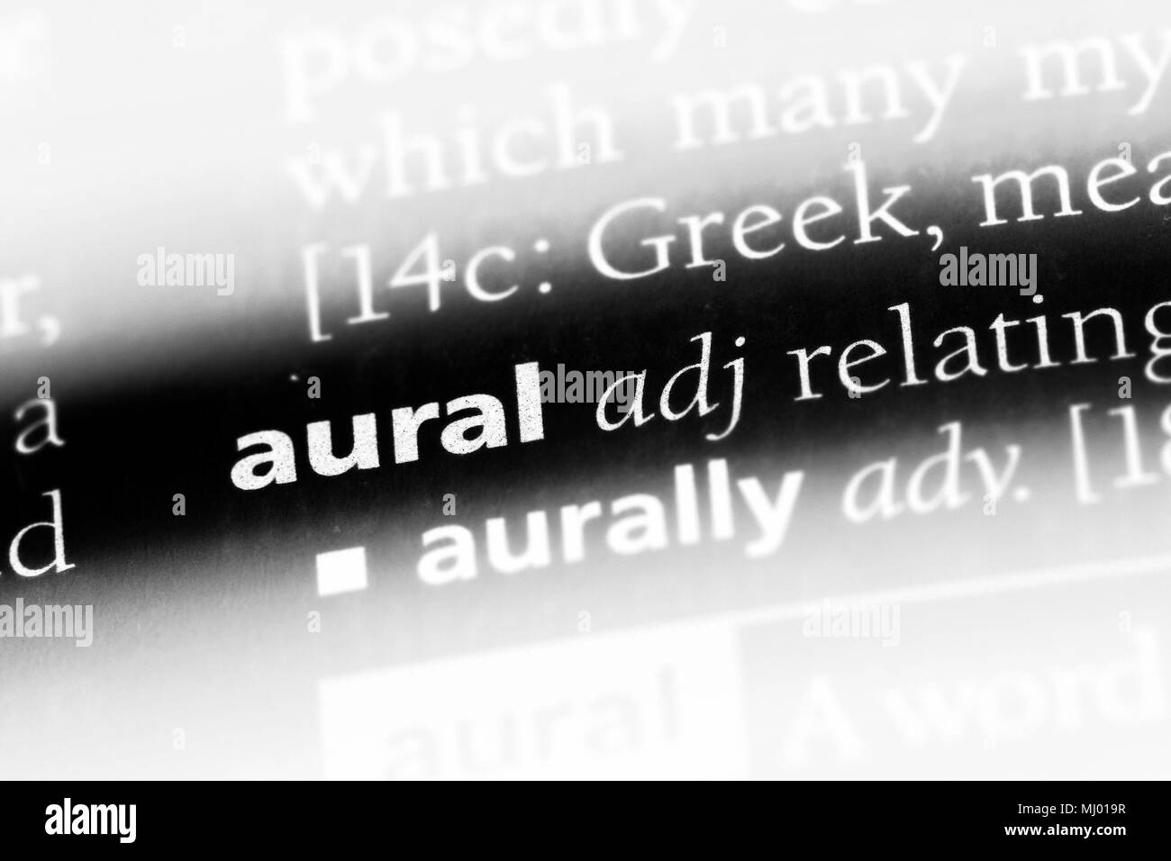 aural word in a dictionary. aural concept Stock Photo - Alamy