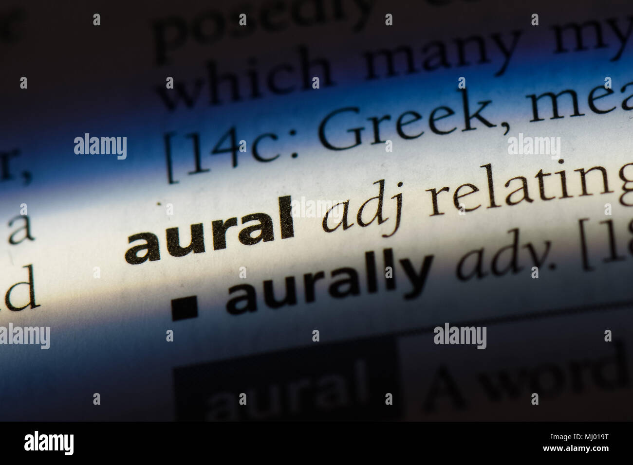 aural word in a dictionary. aural concept Stock Photo - Alamy