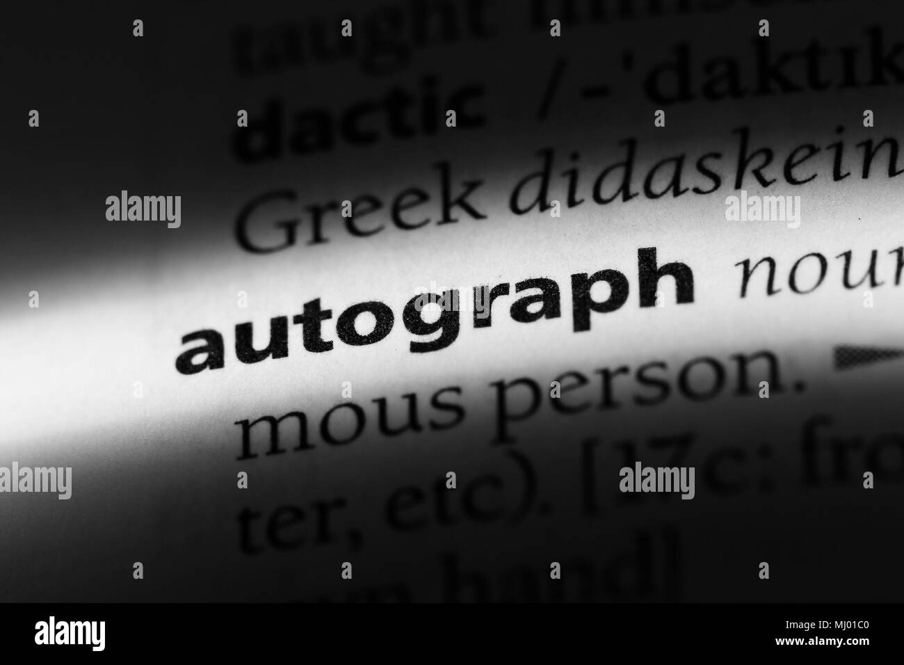 autograph word in a dictionary. autograph concept Stock Photo - Alamy