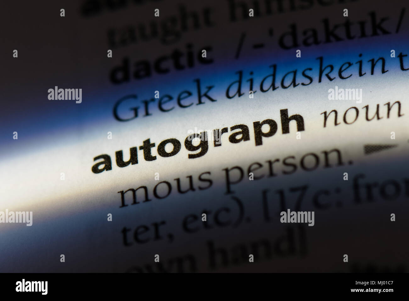 autograph word in a dictionary. autograph concept Stock Photo - Alamy