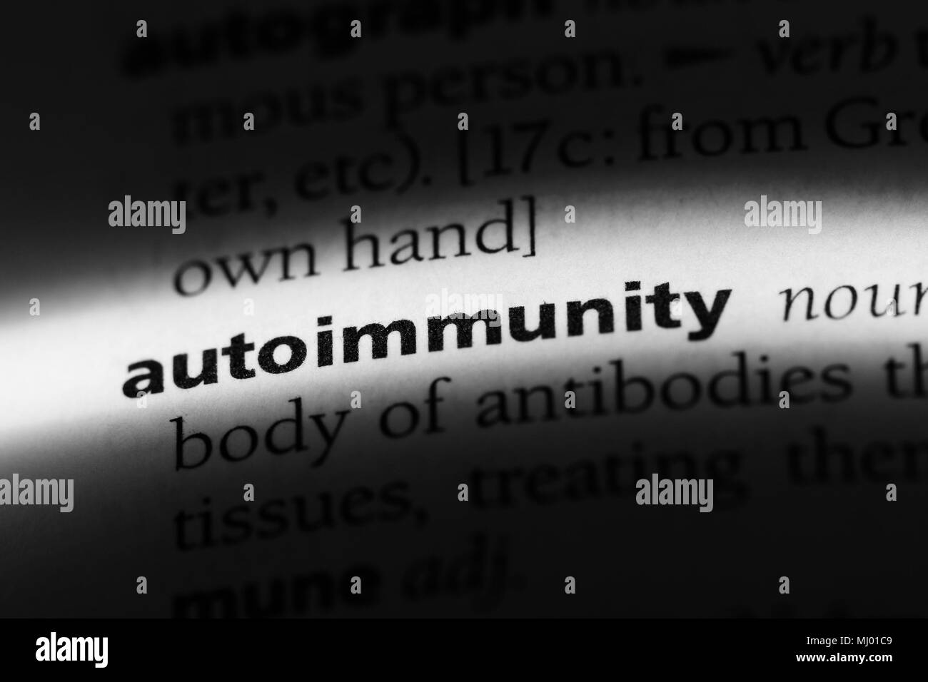 autoimmunity word in a dictionary. autoimmunity concept Stock Photo - Alamy