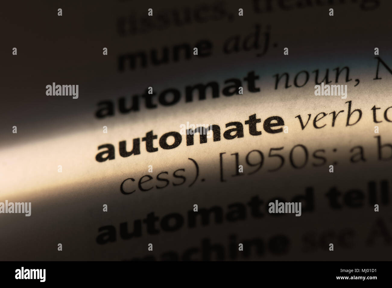 automate word in a dictionary. automate concept Stock Photo - Alamy