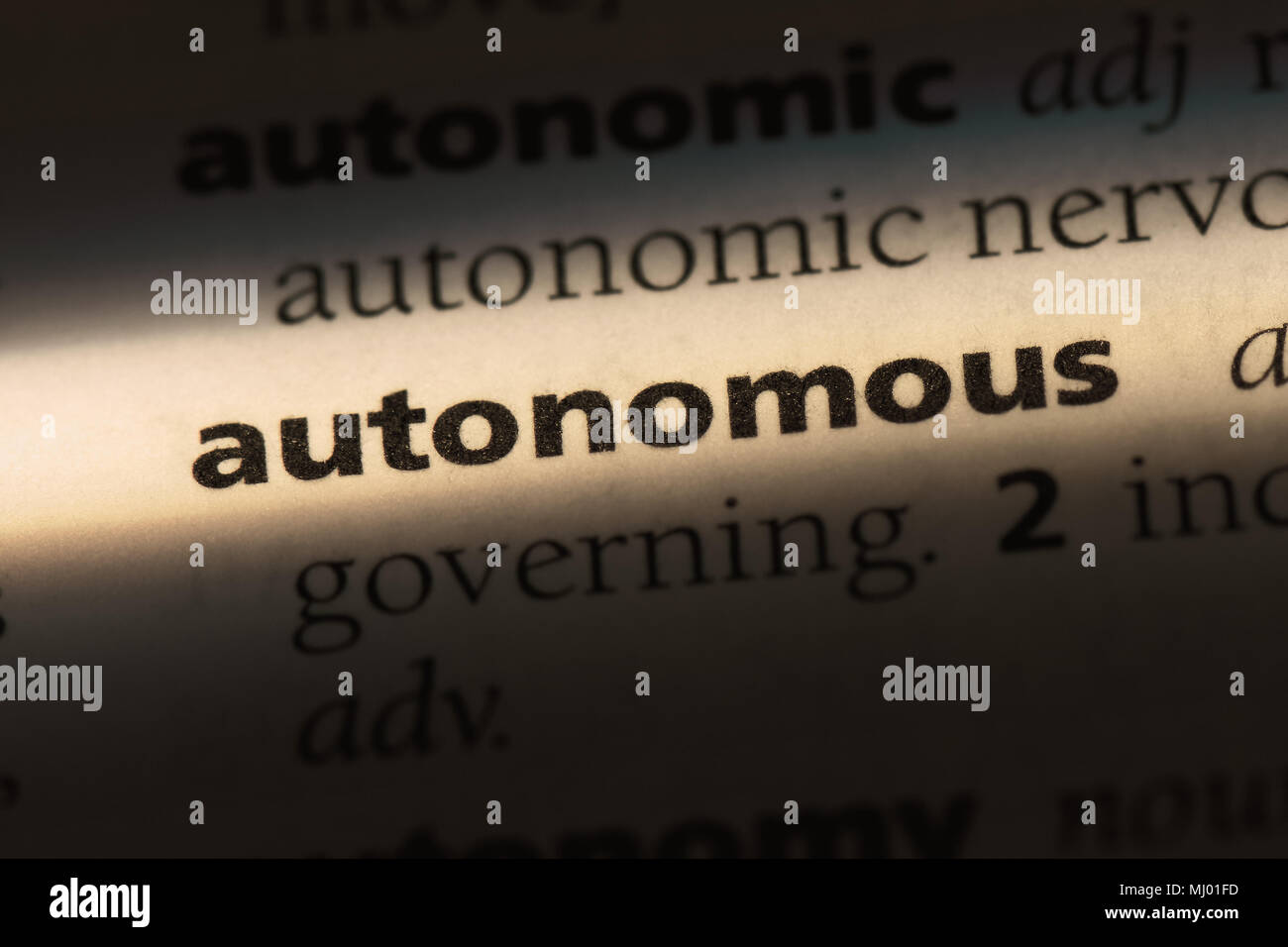 autonomous word in a dictionary. autonomous concept Stock Photo - Alamy