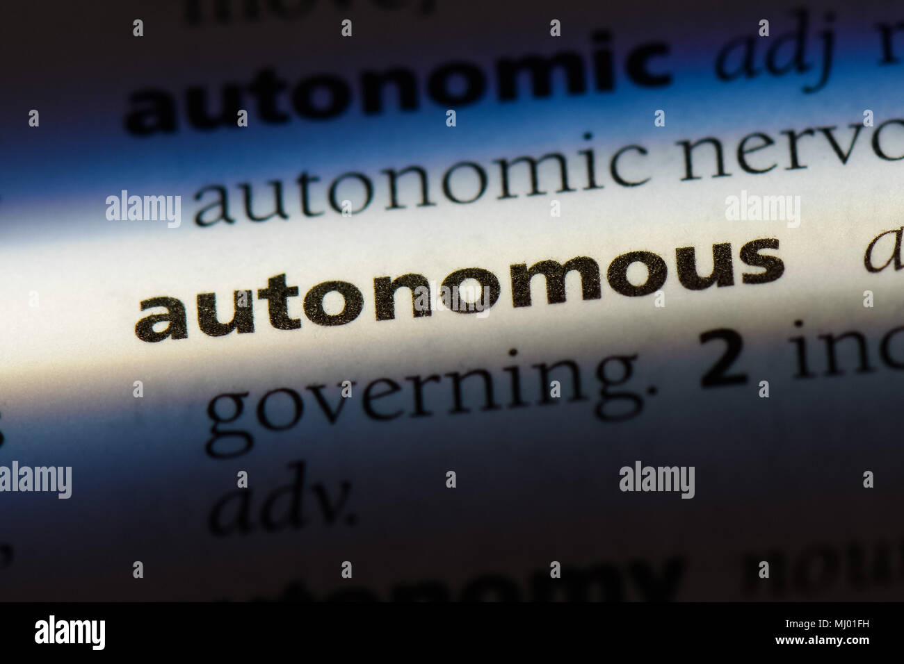 autonomous word in a dictionary. autonomous concept Stock Photo - Alamy