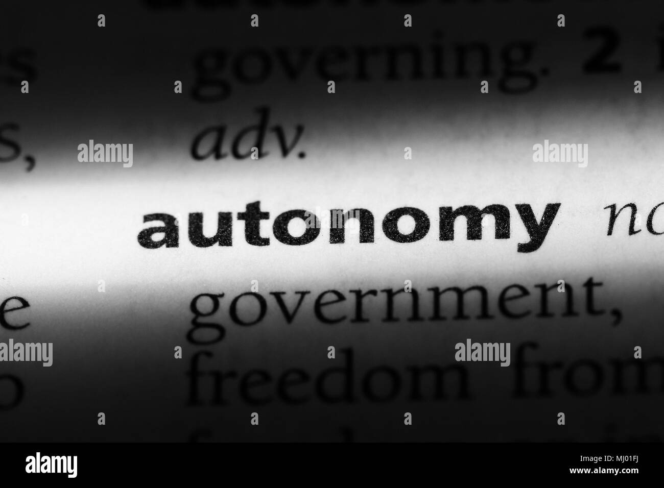 autonomy word in a dictionary. autonomy concept Stock Photo - Alamy