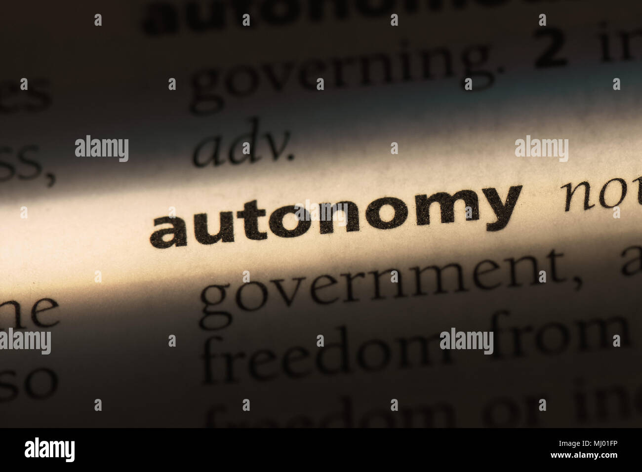 autonomy word in a dictionary. autonomy concept Stock Photo - Alamy