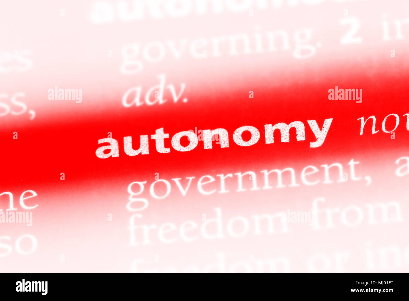 autonomy word in a dictionary. autonomy concept Stock Photo - Alamy