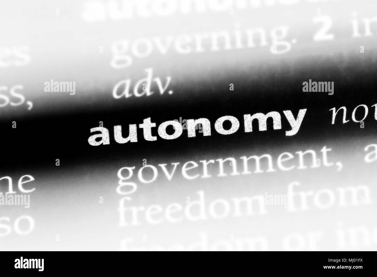 autonomy word in a dictionary. autonomy concept Stock Photo - Alamy