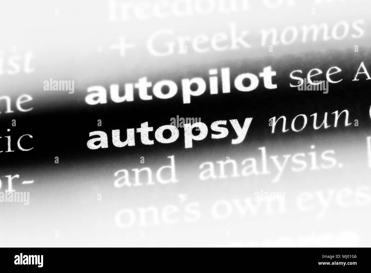 autopsy word in a dictionary. autopsy concept Stock Photo - Alamy