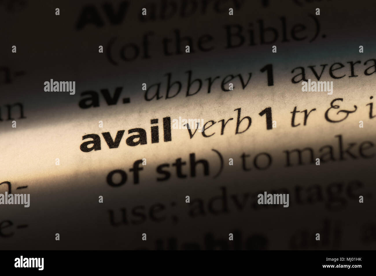 avail word in a dictionary. avail concept Stock Photo - Alamy