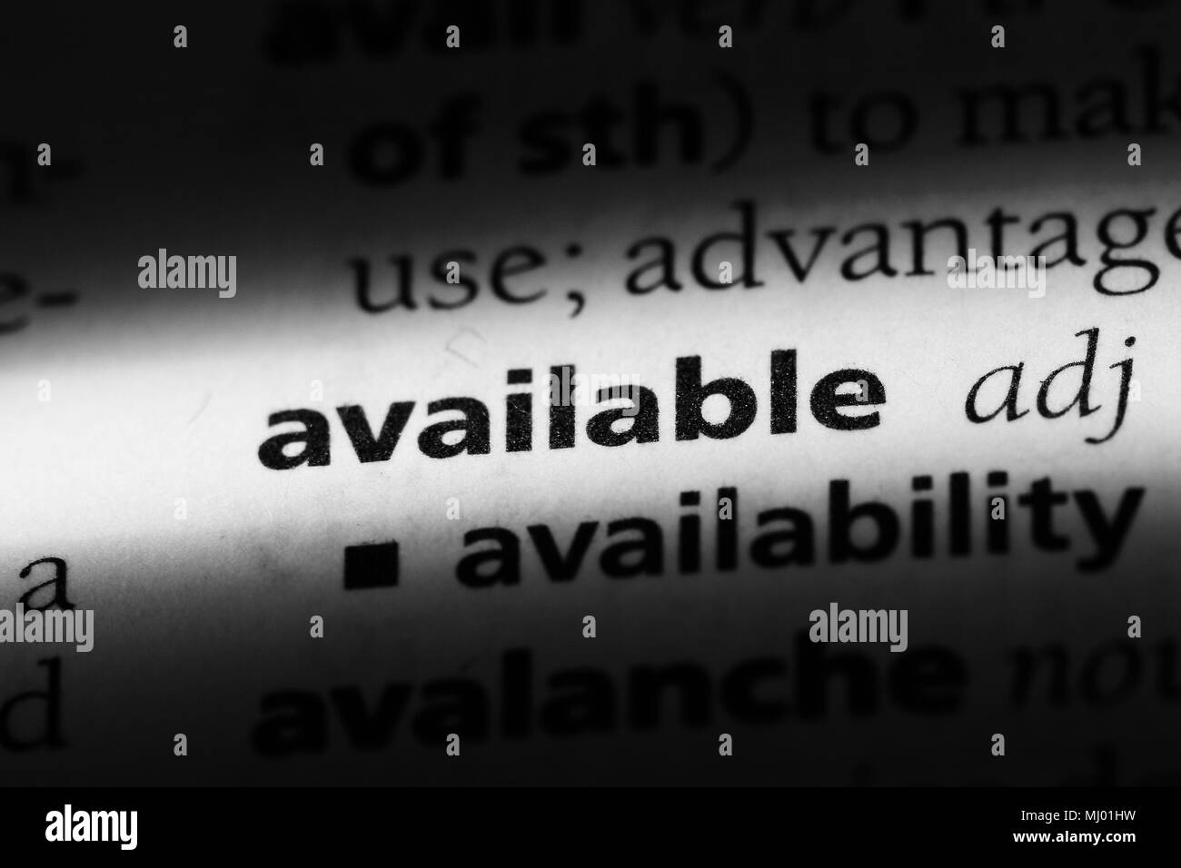 available word in a dictionary. available concept Stock Photo - Alamy