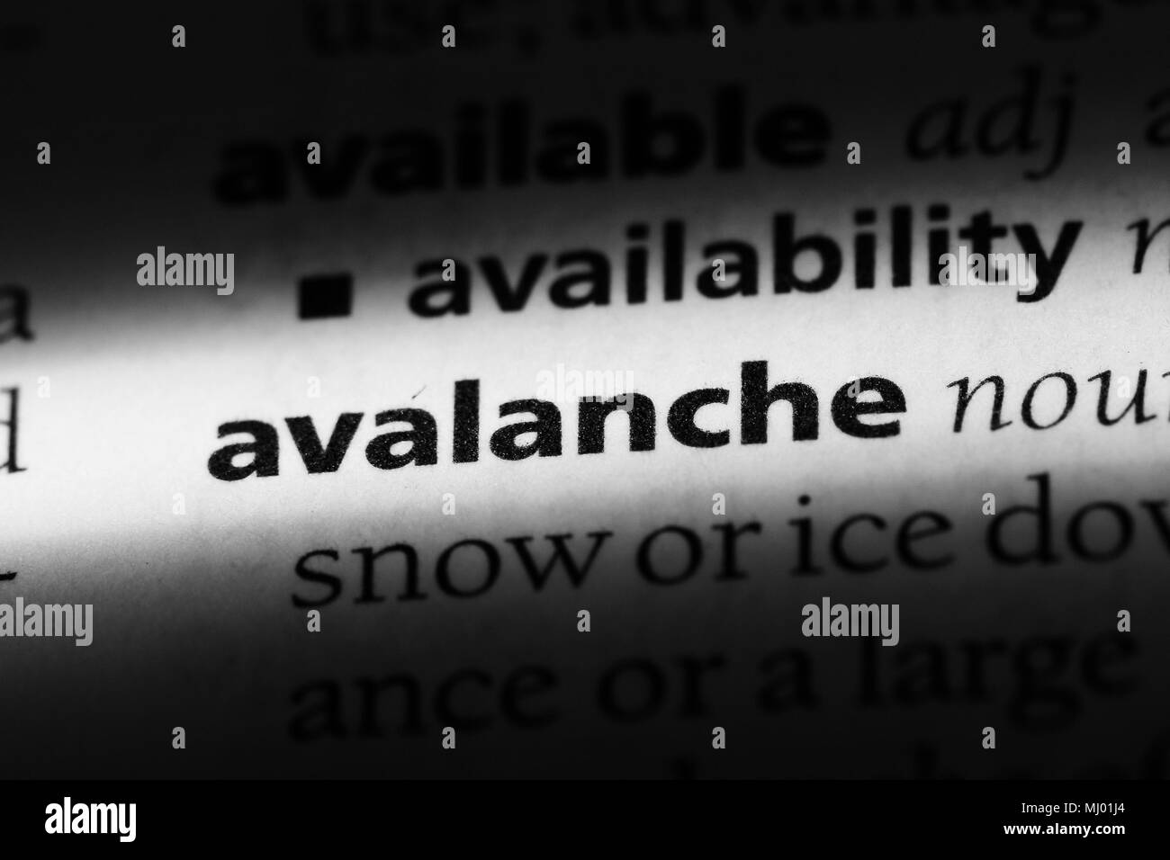 avalanche word in a dictionary. avalanche concept Stock Photo - Alamy