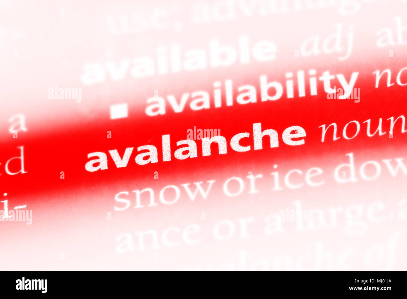 avalanche word in a dictionary. avalanche concept Stock Photo - Alamy