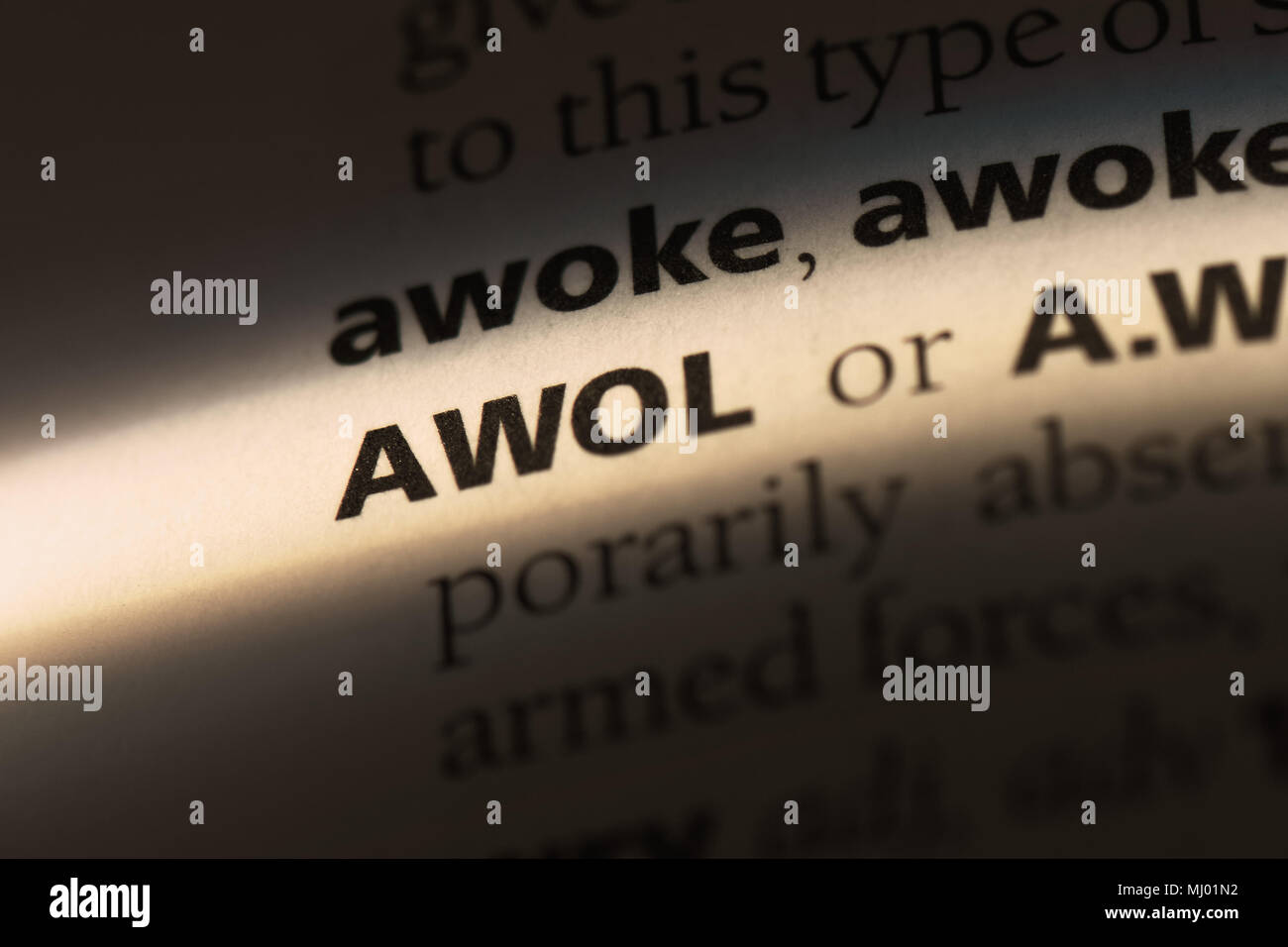 awol word in a dictionary. awol concept Stock Photo - Alamy