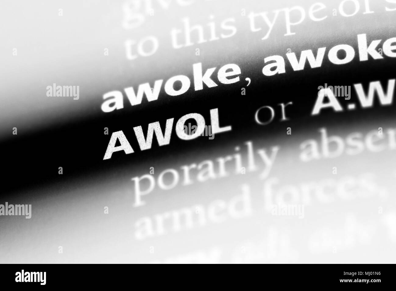 awol word in a dictionary. awol concept Stock Photo - Alamy