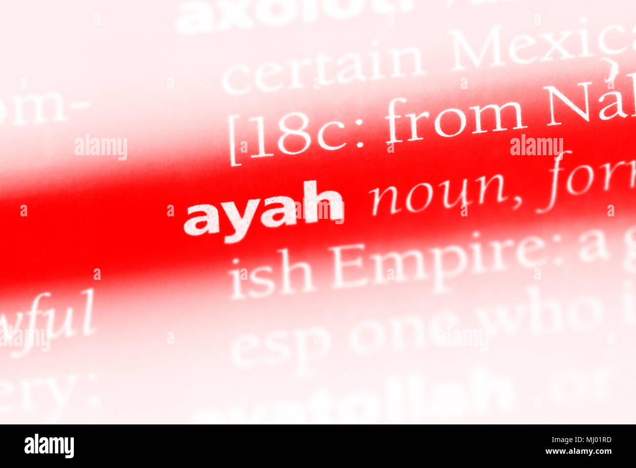 ayah word in a dictionary. ayah concept Stock Photo - Alamy