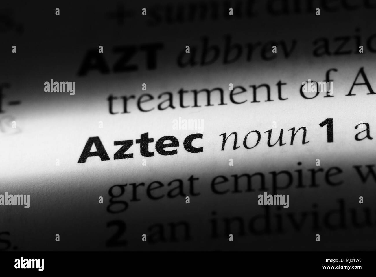 aztec word in a dictionary. aztec concept Stock Photo - Alamy