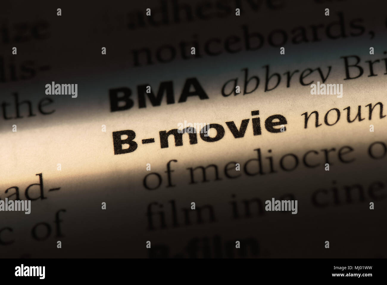 b-movie word in a dictionary. b-movie concept Stock Photo - Alamy