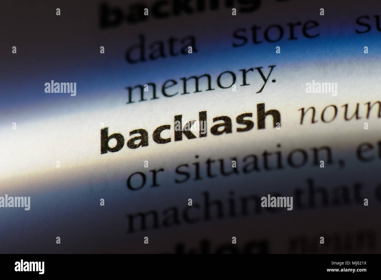 backlash word in a dictionary. backlash concept Stock Photo - Alamy