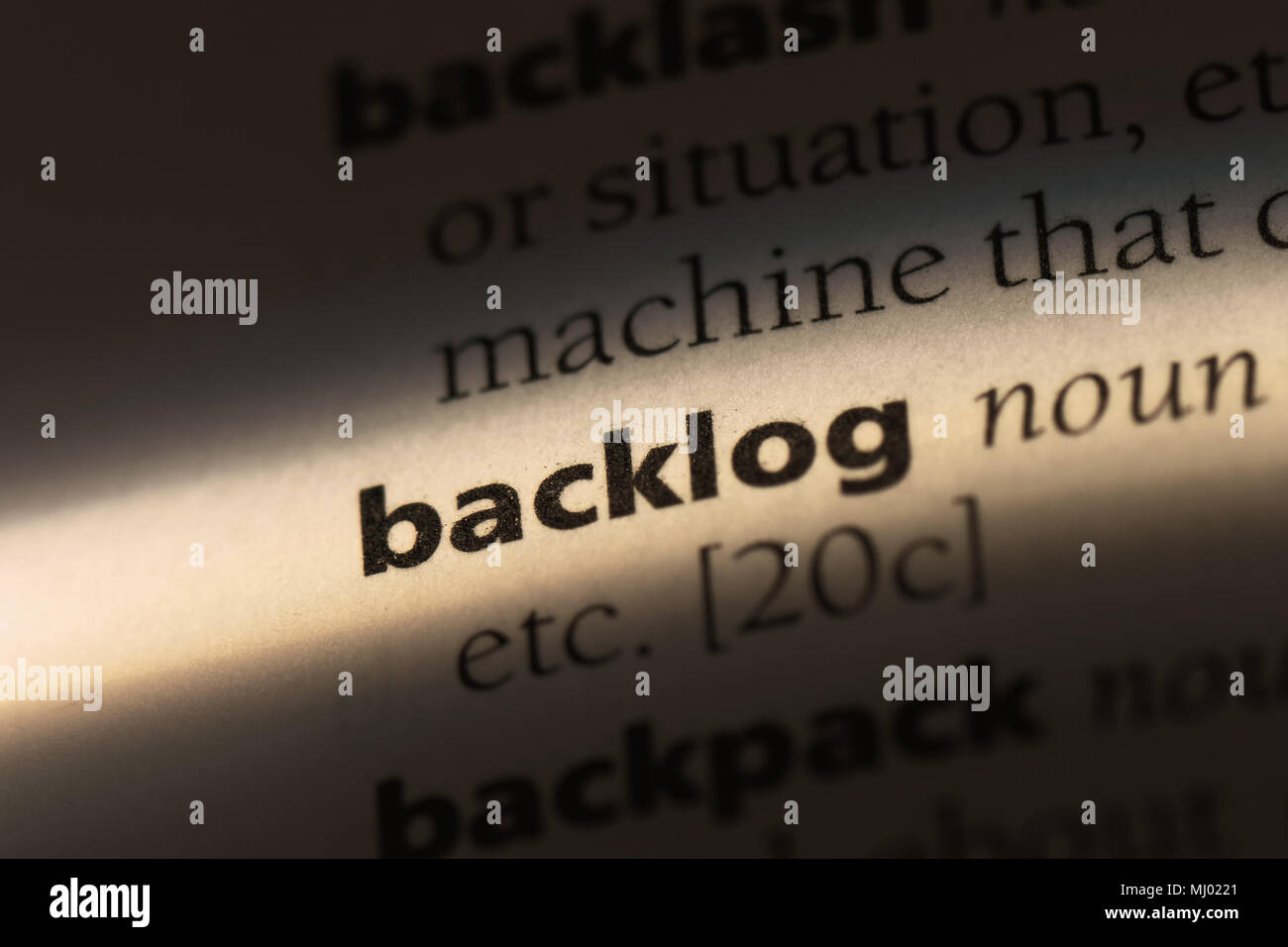 backlog word in a dictionary. backlog concept Stock Photo - Alamy