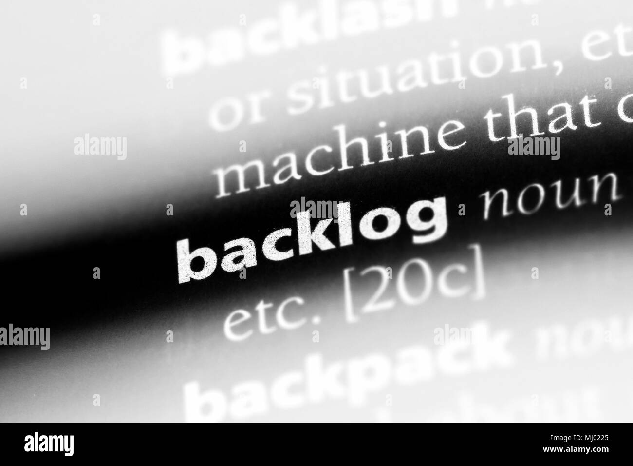 backlog word in a dictionary. backlog concept Stock Photo - Alamy