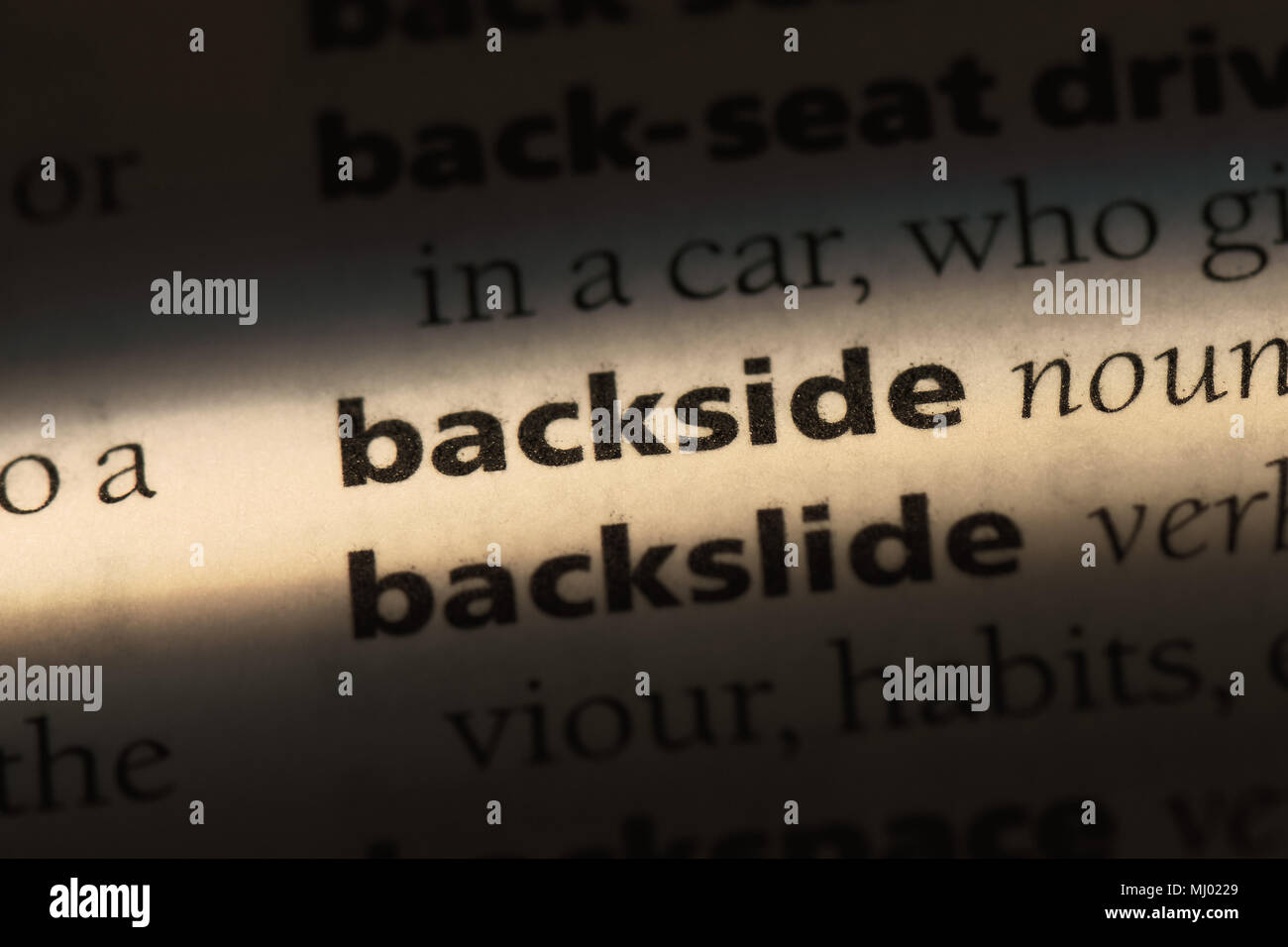 backside word in a dictionary. backside concept Stock Photo - Alamy