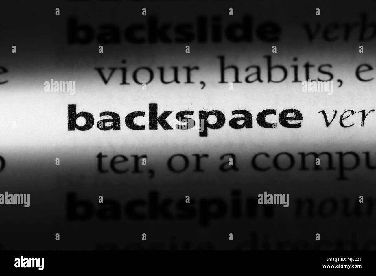 backspace word in a dictionary. backspace concept Stock Photo - Alamy