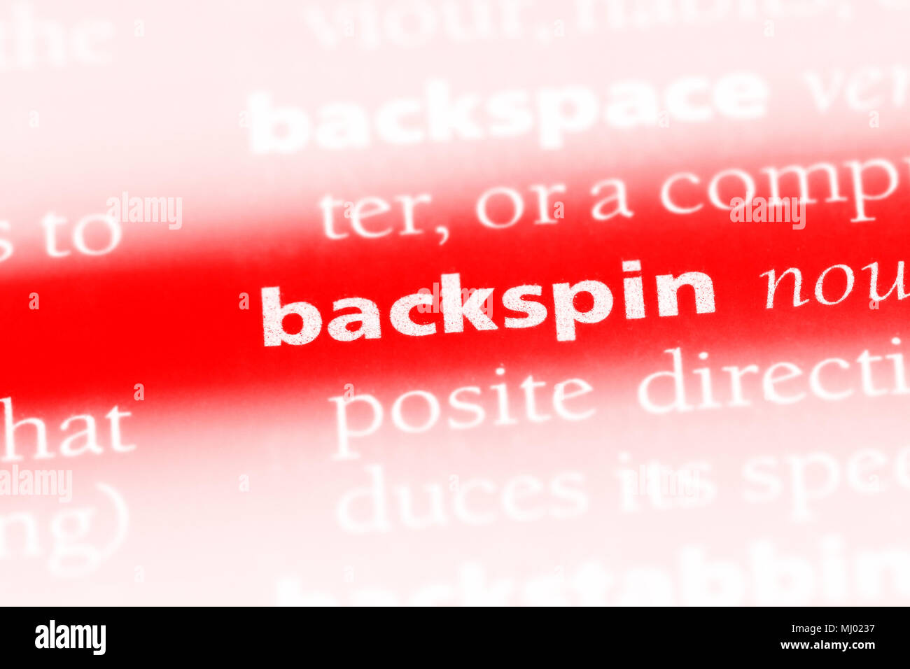 backspin word in a dictionary. backspin concept Stock Photo - Alamy