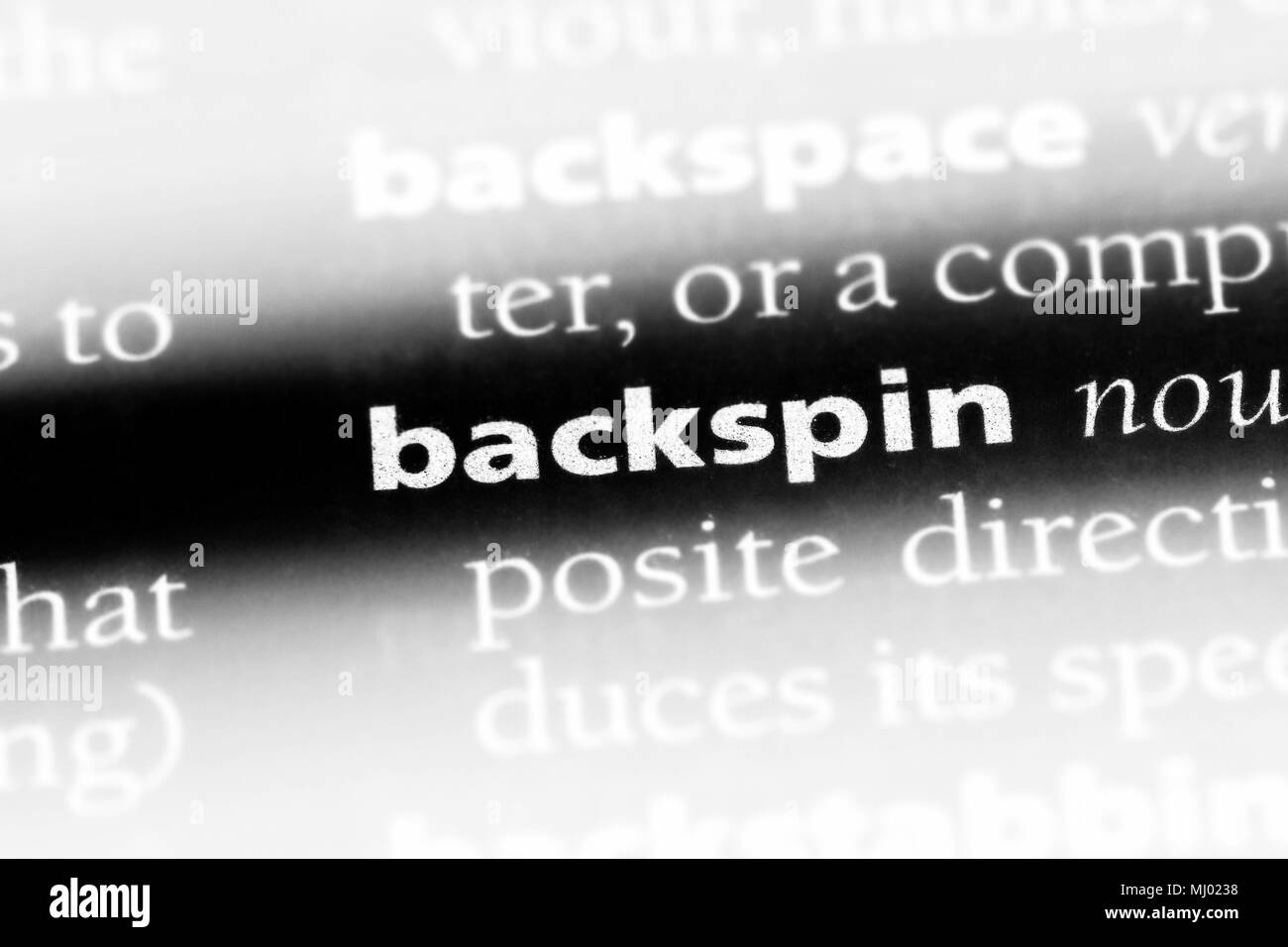 backspin word in a dictionary. backspin concept Stock Photo - Alamy