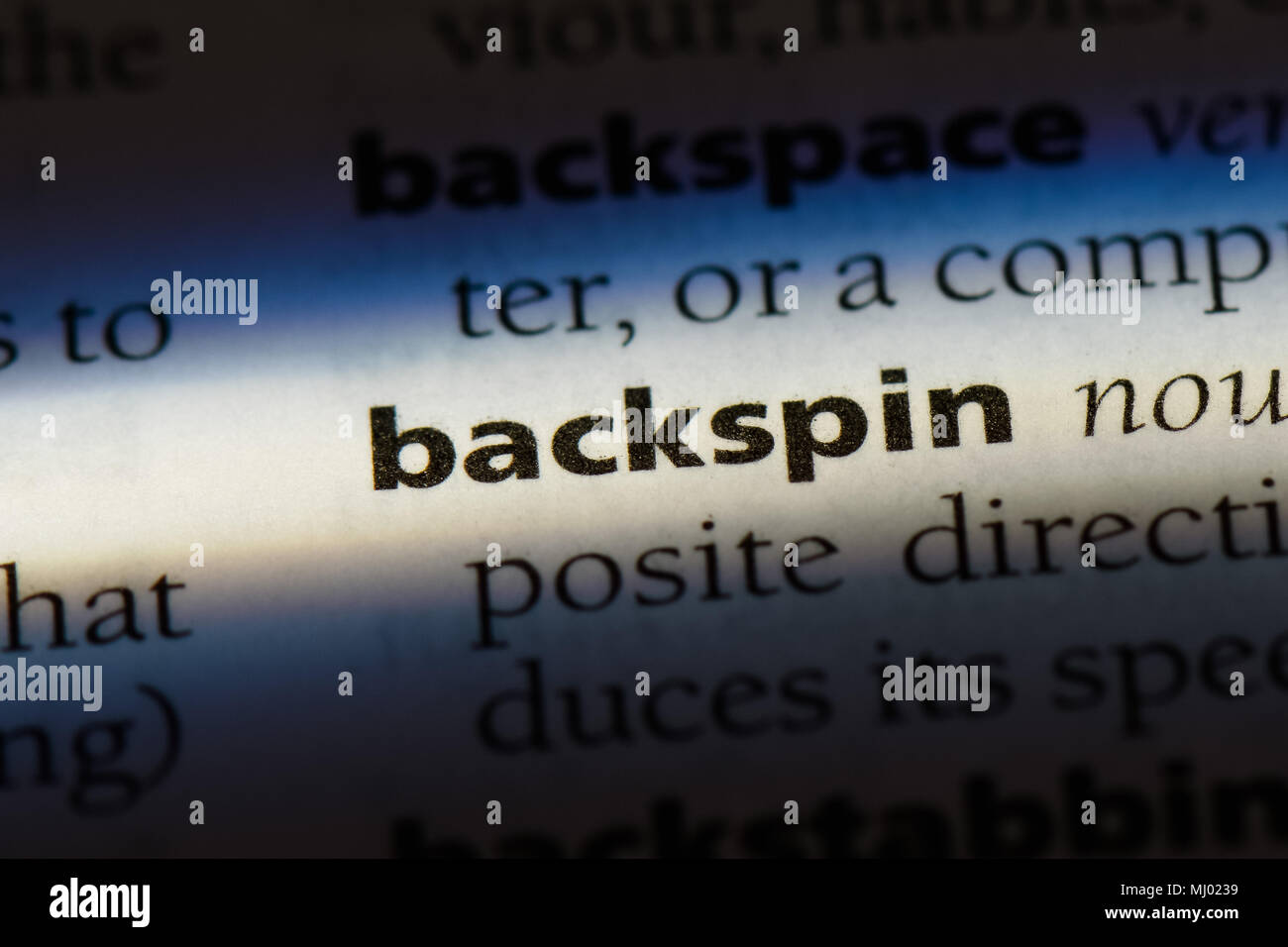 backspin word in a dictionary. backspin concept Stock Photo - Alamy